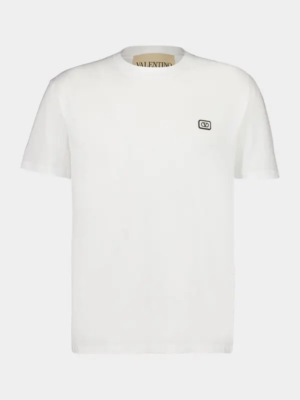 Valentino Garavani Ivory Cotton Jersey T-shirt With Vlogo Patch - White