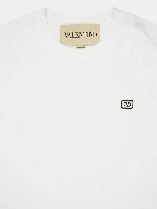 Valentino Garavani Ivory Cotton Jersey T-shirt With Vlogo Patch - White