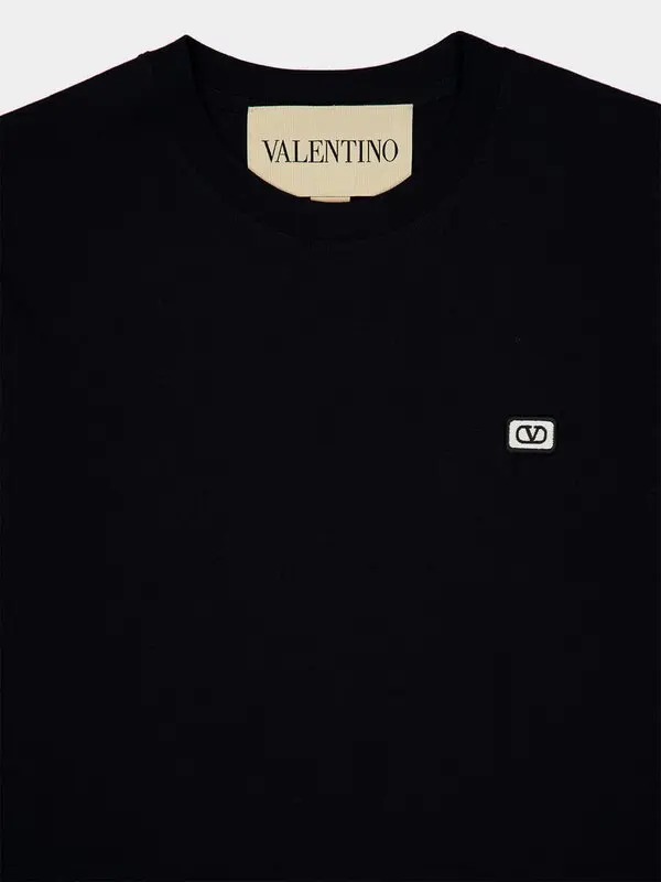 Valentino Garavani Cotton Jersey T-shirt With Vlogo Patch - Black