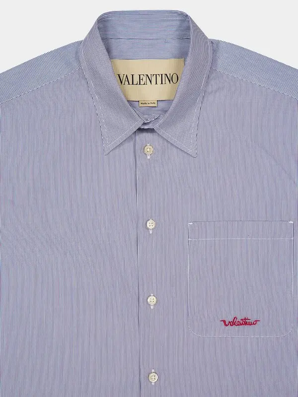 Valentino Garavani And White Striped Cotton Shirt