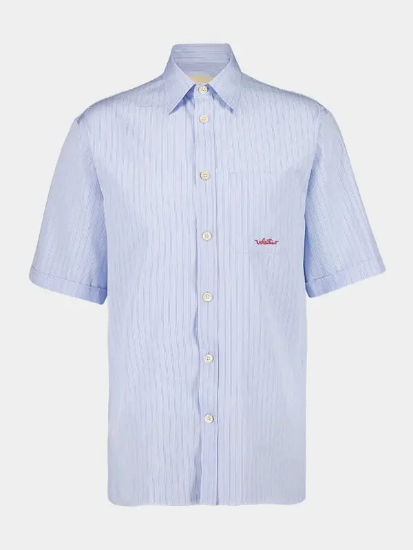 Valentino Garavani Sky Cotton Shirt With Embroidery - Blue
