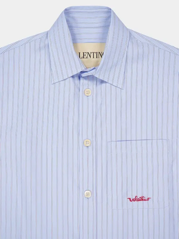 Valentino Garavani Sky Cotton Shirt With Embroidery - Blue