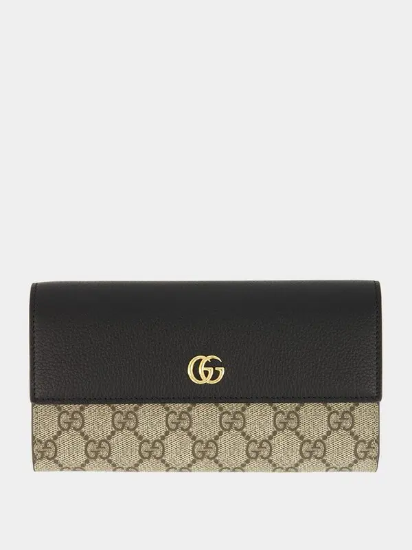 Gucci Black And Beige Ebony Petit Marmont Wallet - Multicolour