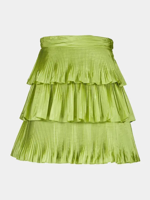 Valentino Garavani Silk Taffetas Ruffle Skirt - Green