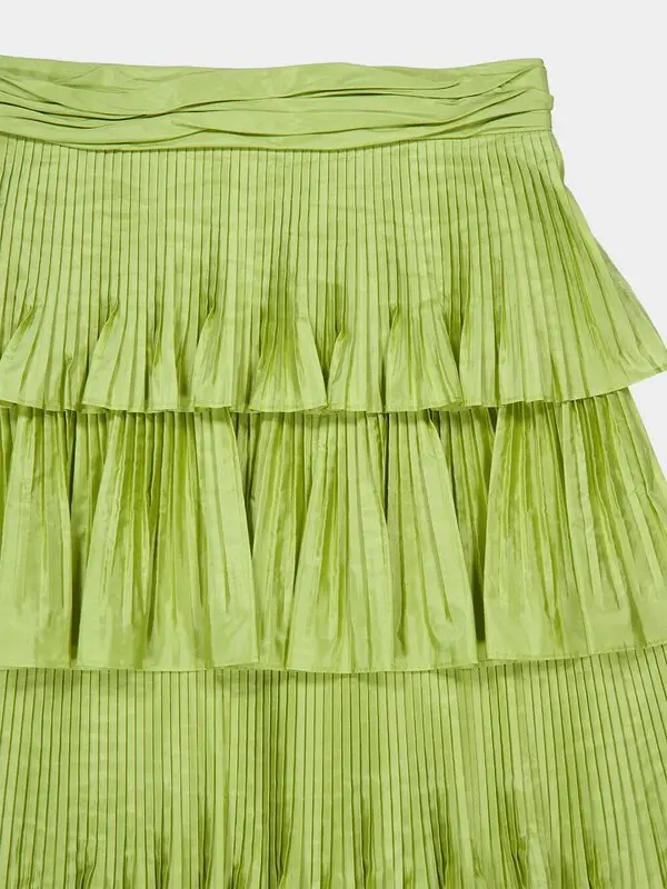 Valentino Garavani Silk Taffetas Ruffle Skirt - Green
