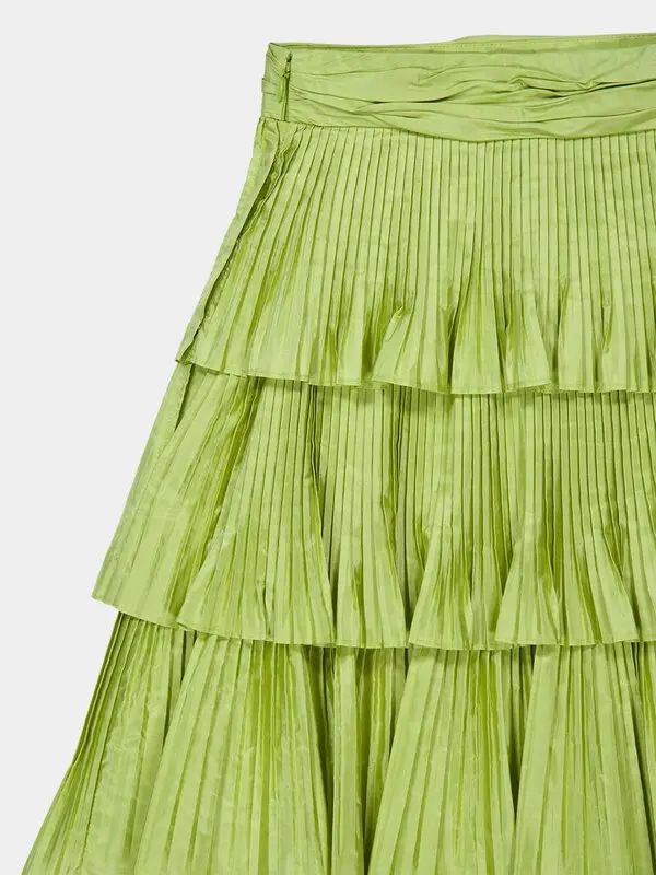 Valentino Garavani Silk Taffetas Ruffle Skirt - Green