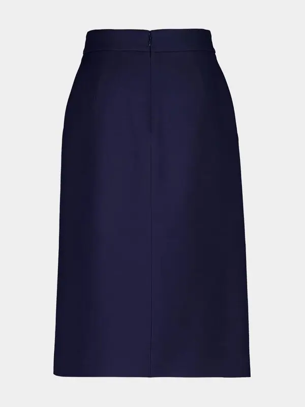 Valentino Garavani Midi Skirt With Leather Belt - Blue