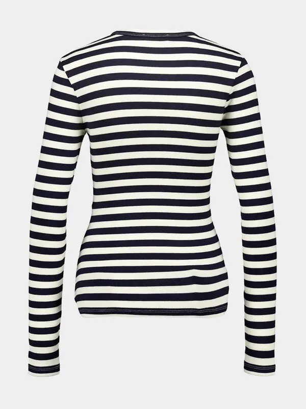Rabanne Striped Virgin Wool Jersey Top With Button Detail - Multicolour