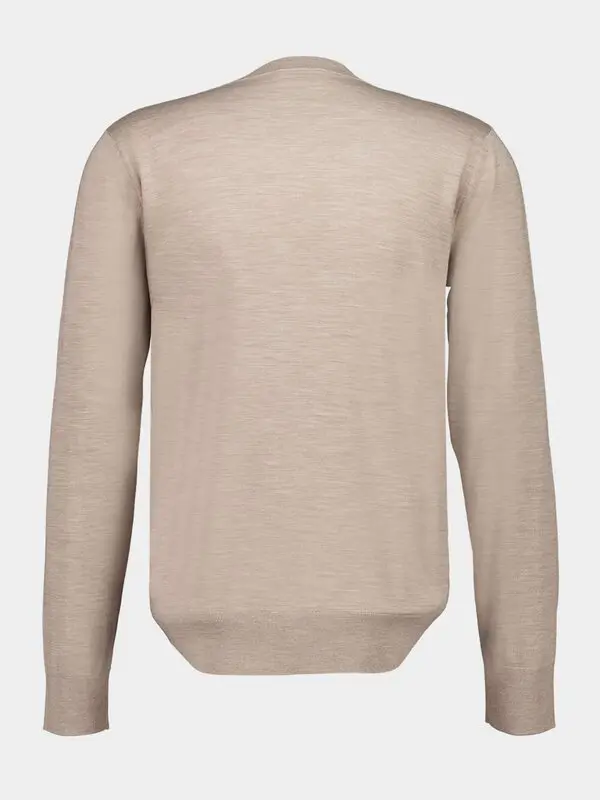 FERRAGAMO Virgin Wool V-neck Sweater - Beige