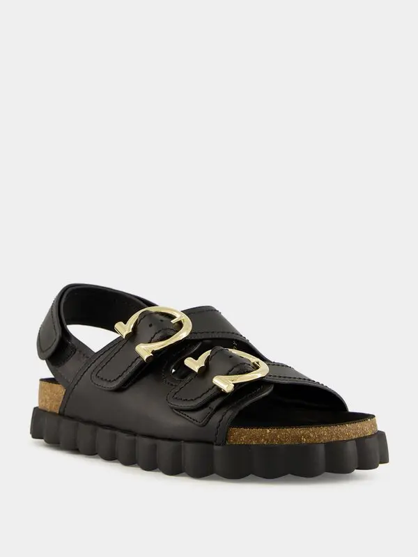FERRAGAMO Kamakura Ornament Double Buckle Sandals