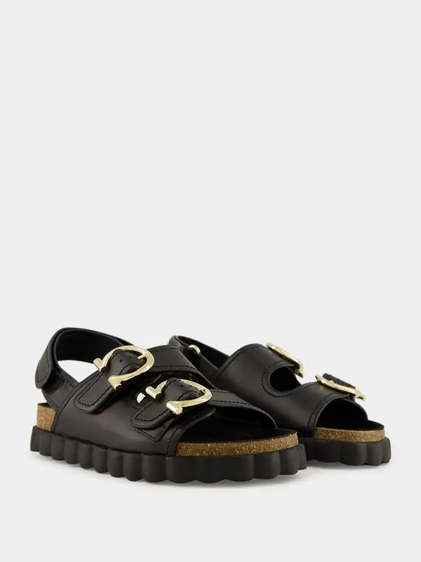 FERRAGAMO Kamakura Ornament Double Buckle Sandals