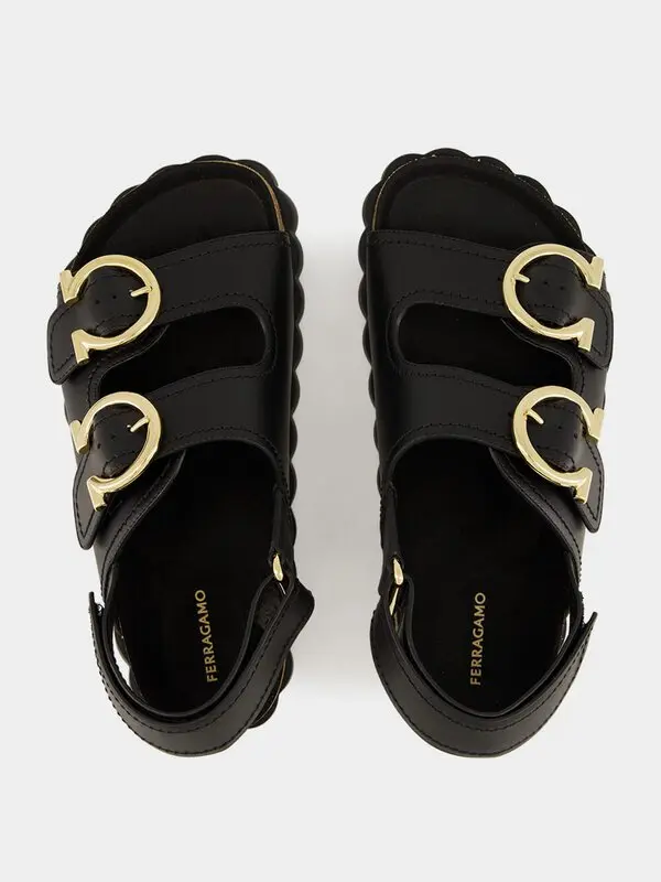 FERRAGAMO Kamakura Ornament Double Buckle Sandals
