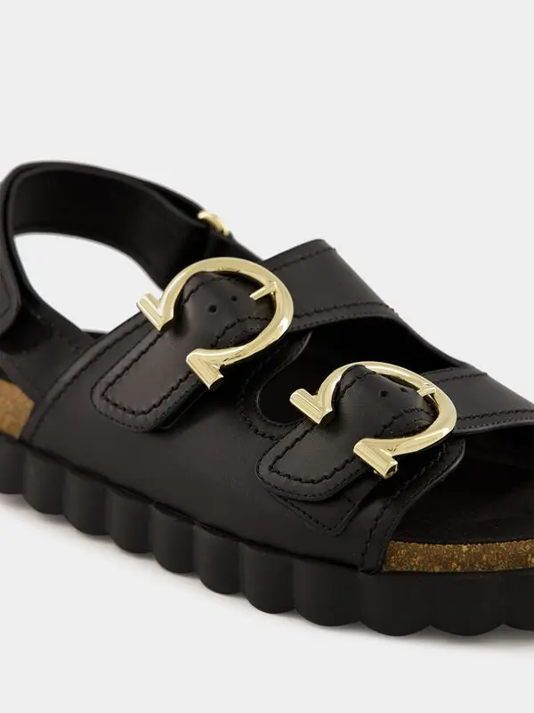 FERRAGAMO Kamakura Ornament Double Buckle Sandals