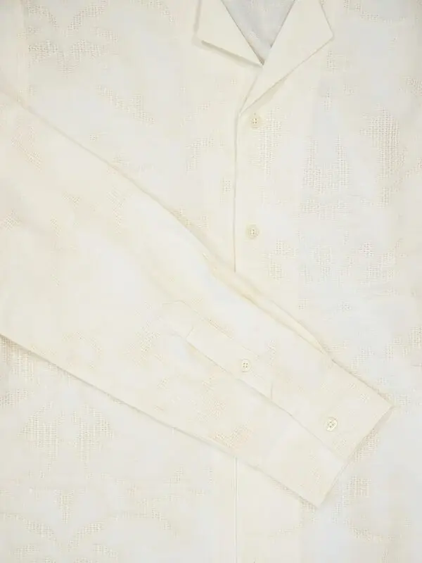 Frescobol Carioca Ivory Safra Cotton Camp Collar Shirt