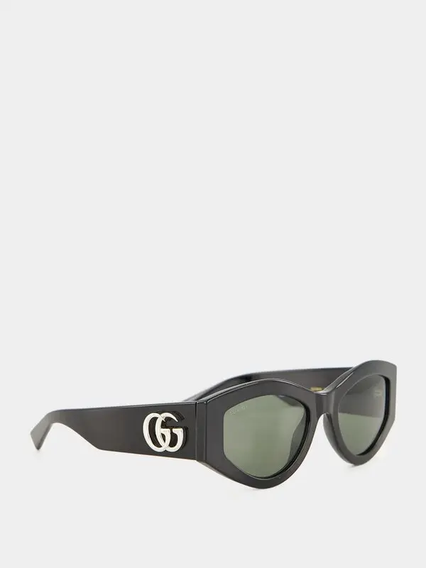 Gucci Oval Sunglasses With Double G - Grey