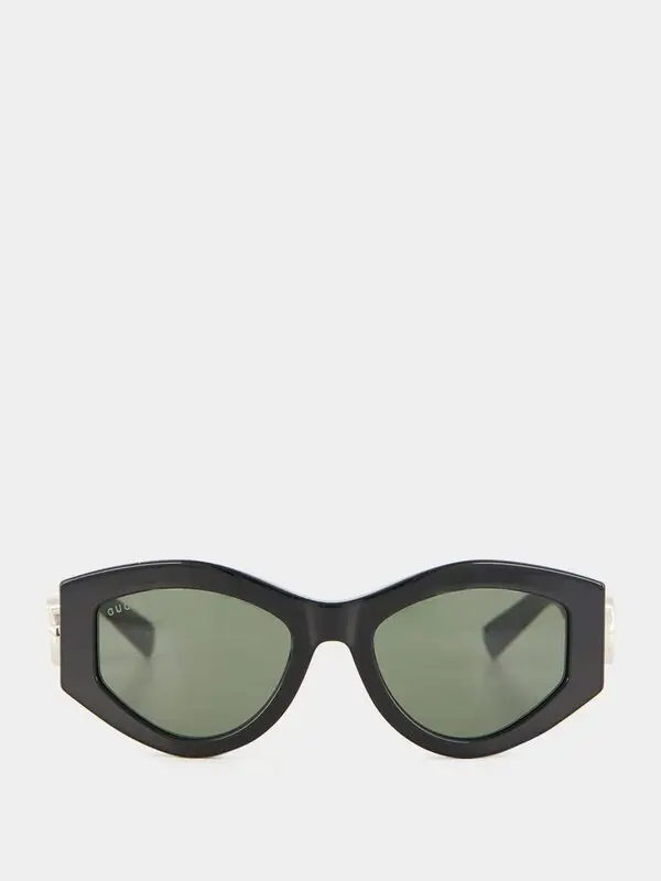 Gucci Oval Sunglasses With Double G - Grey