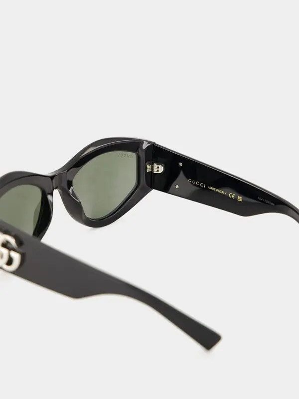 Gucci Oval Sunglasses With Double G - Grey