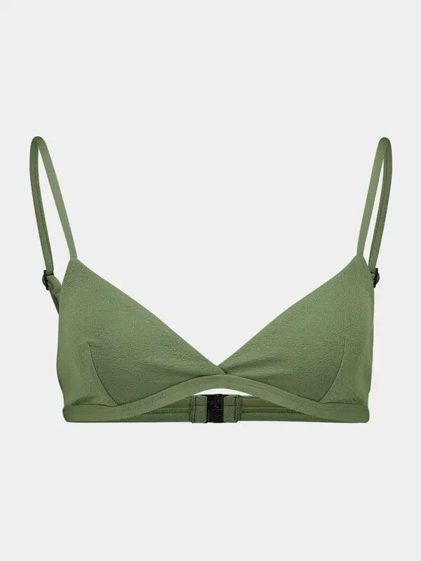 Matteau Safari Crinkle Tri Crop Bikini Top - Green