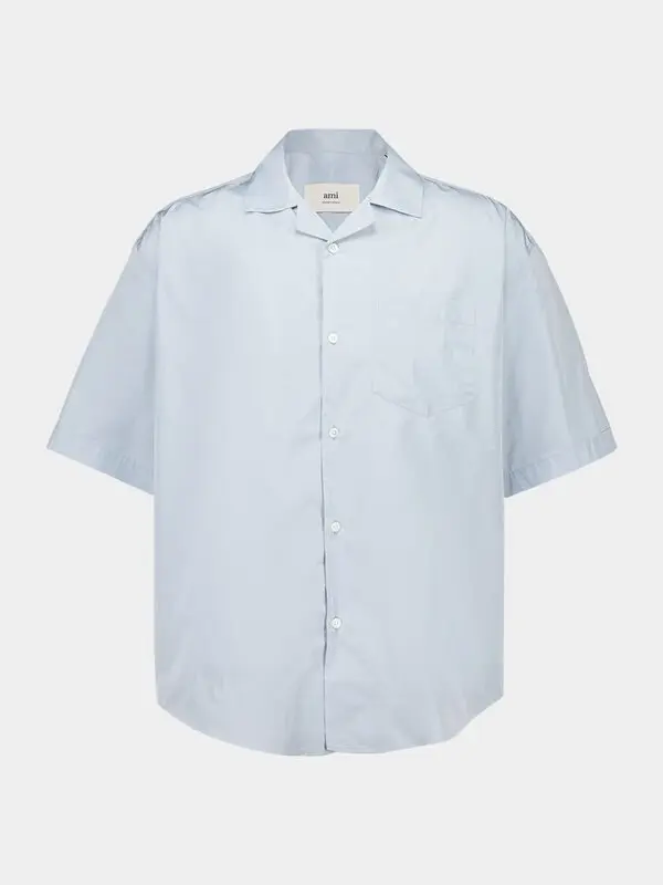 AMI Paris Sky Taffeta Boxy Short-sleeved Shirt
