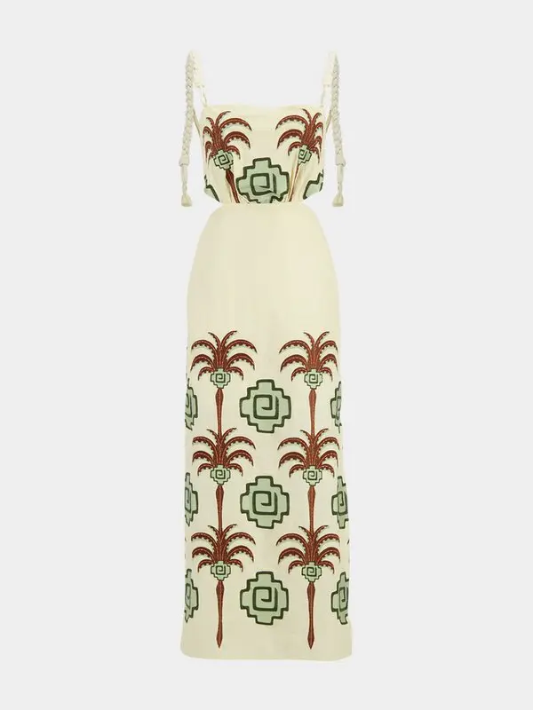 Johanna Ortiz Tributaries Embroidered Cotton Maxi Dress - Multicolour