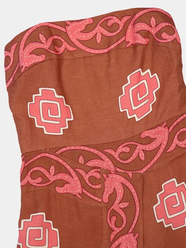 Johanna Ortiz Strapless Linen Ankle-length Dress - Orange