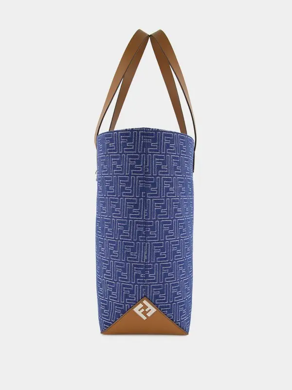 Fendi Ff Jacquard Denim Medium Shopping Bag