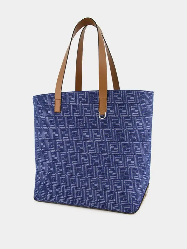 Fendi Ff Jacquard Denim Medium Shopping Bag