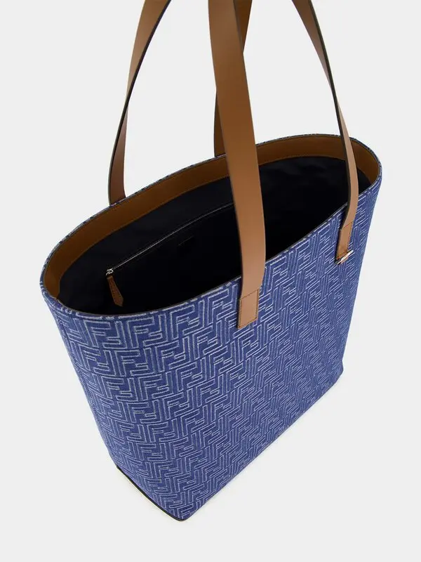 Fendi Ff Jacquard Denim Medium Shopping Bag