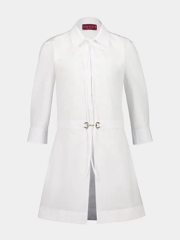 Gucci Shirt Dress With Horsebit Detail - White