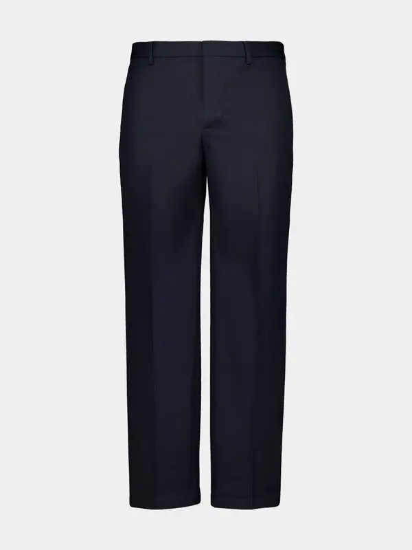 Gucci Cotton Twill Trousers With Web Detail - Blue