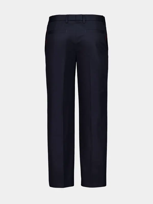 Gucci Cotton Twill Trousers With Web Detail - Blue