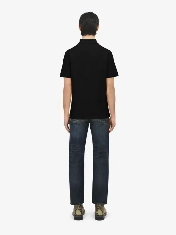 Alexander McQueen Logo Embroidered Cotton Polo - Black