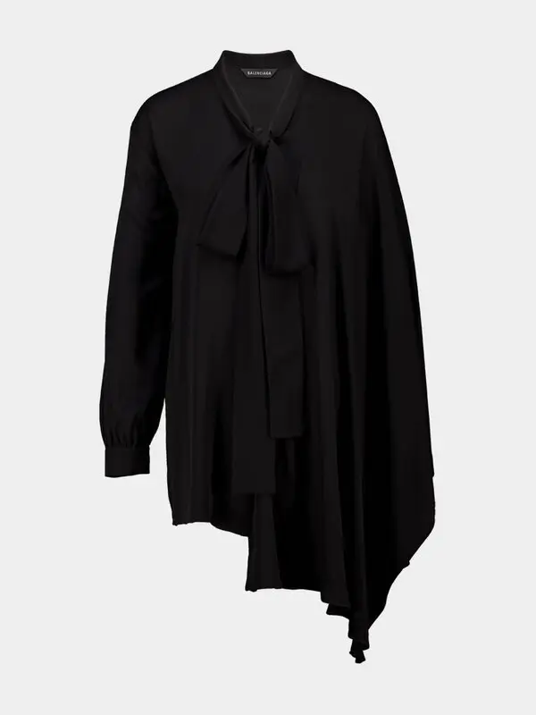Balenciaga Washed Silk Scarf Blouse - Black