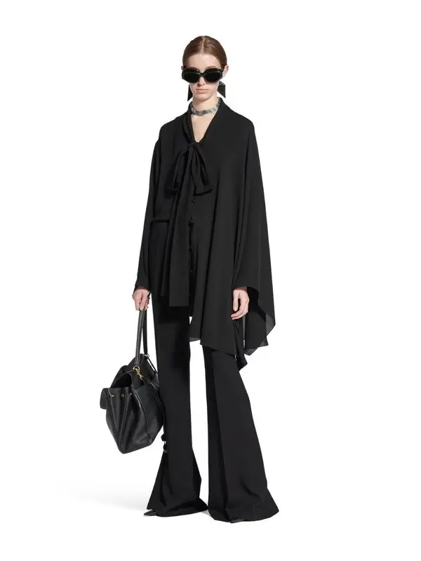 Balenciaga Washed Silk Scarf Blouse - Black