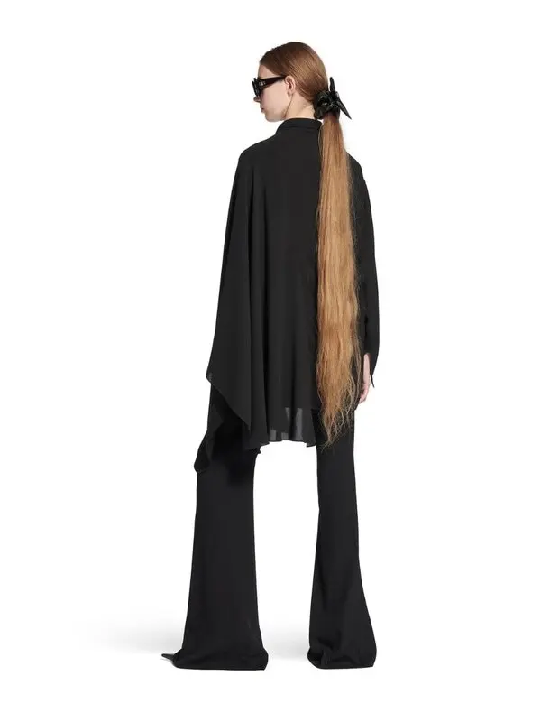 Balenciaga Washed Silk Scarf Blouse - Black