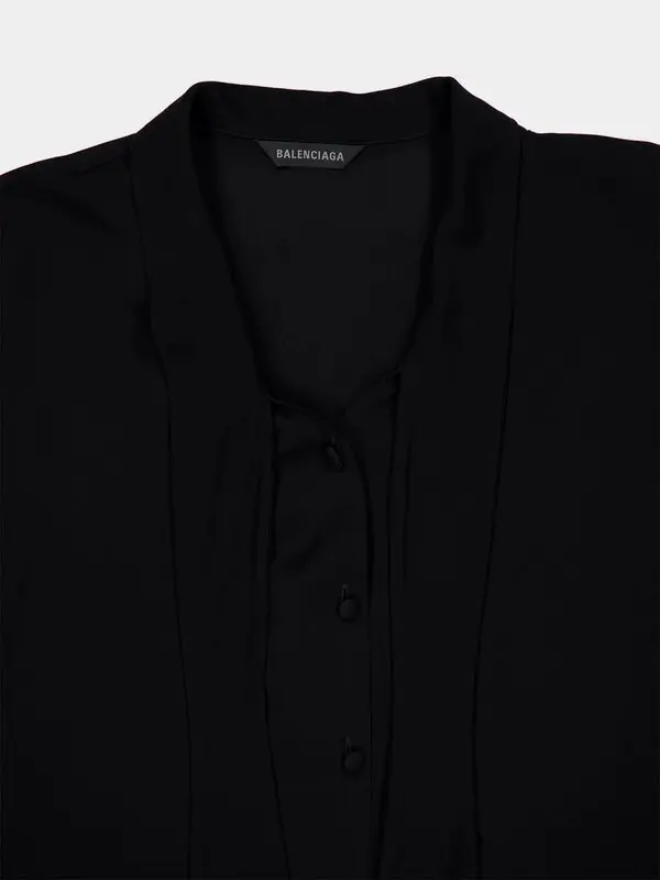 Balenciaga Washed Silk Scarf Blouse - Black