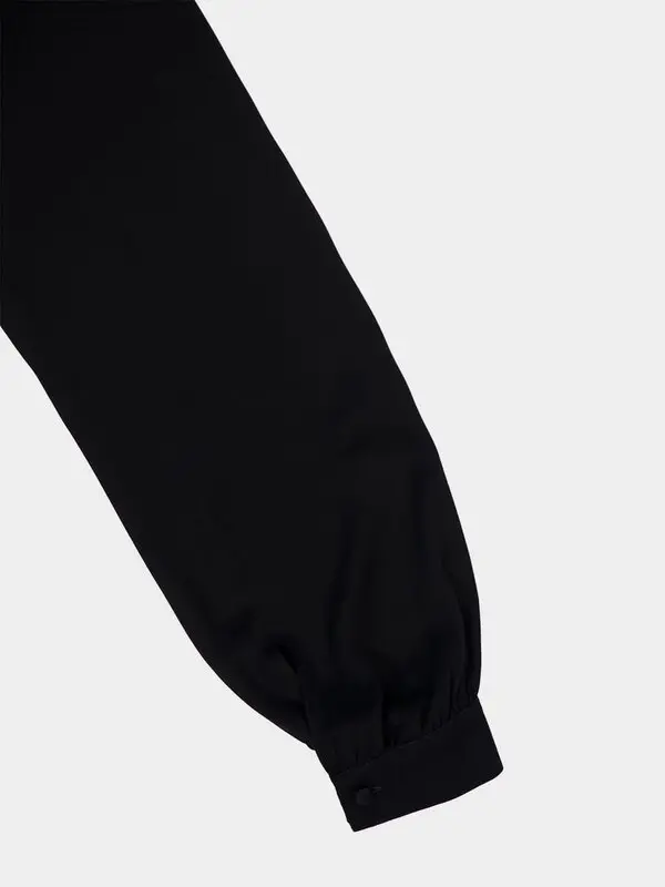 Balenciaga Washed Silk Scarf Blouse - Black