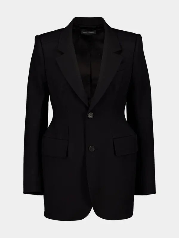 Balenciaga Wool Twill Hourglass Jacket - Black