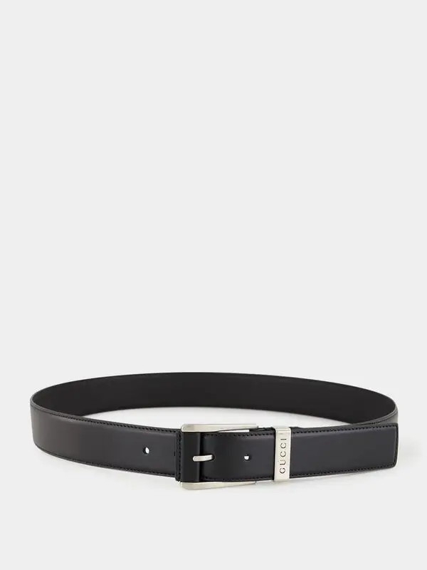 Gucci Leather Belt With Squared Buckle - Black