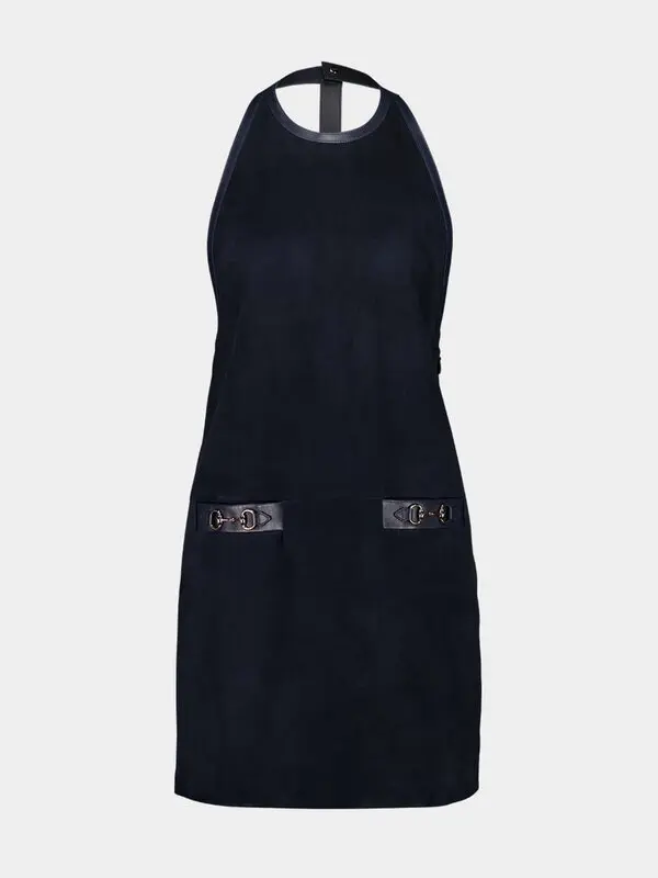 Gucci Halterneck Suede Dress - Blue