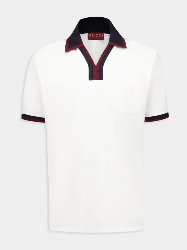 Gucci White Cotton Piqué Polo With Contrast Trim - Multicolour