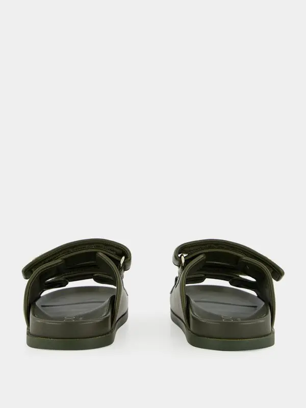 Gucci Dark Leather Sandals With Crystals