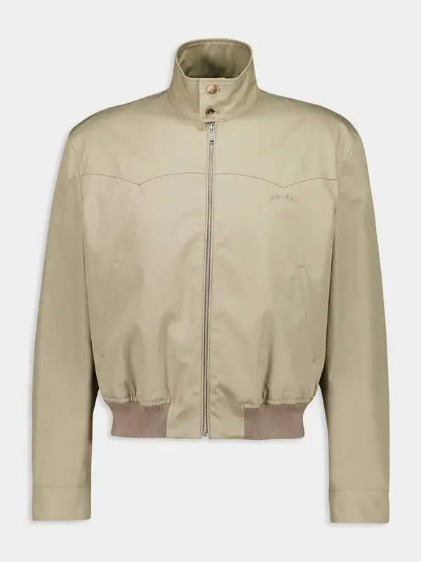 Alexander McQueen Cropped Harrington Cotton Jacket - Beige