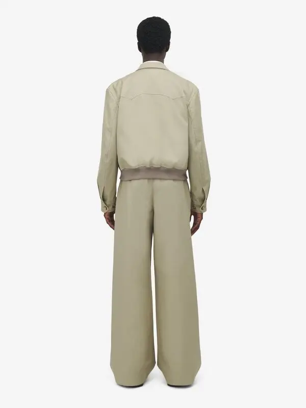Alexander McQueen Cropped Harrington Cotton Jacket - Beige