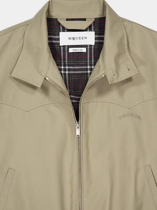 Alexander McQueen Cropped Harrington Cotton Jacket - Beige