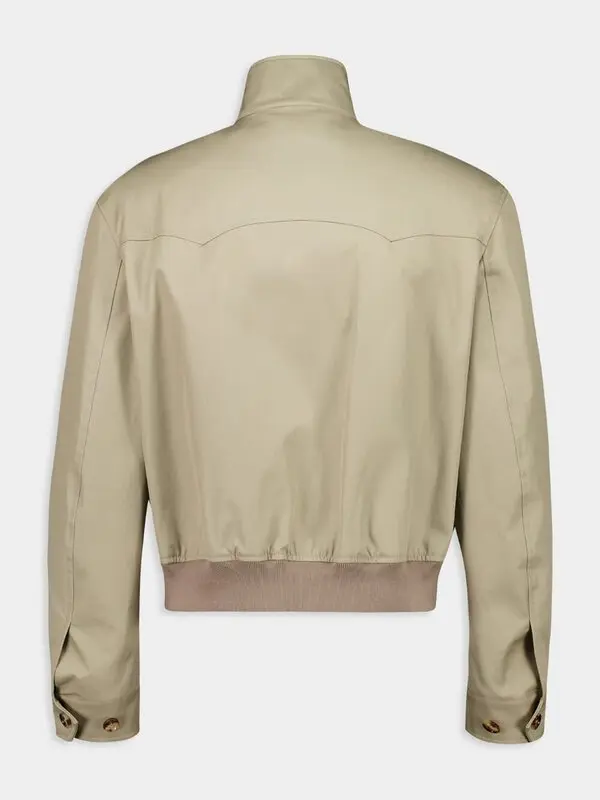 Alexander McQueen Cropped Harrington Cotton Jacket - Beige