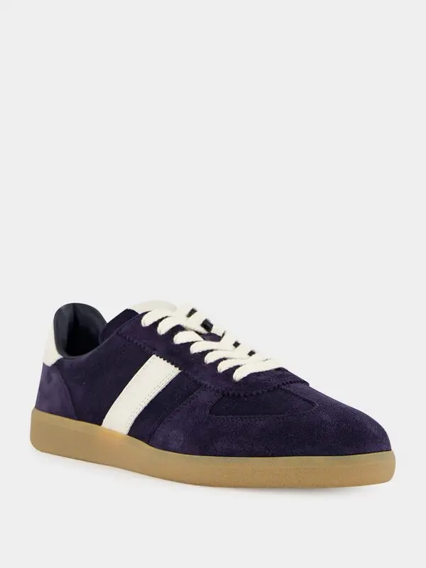 TOM FORD Deep Navy Suede Low-top Sneakers - Blue