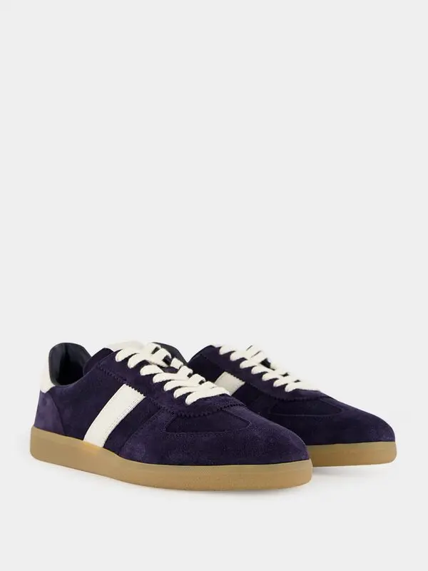 TOM FORD Deep Navy Suede Low-top Sneakers - Blue