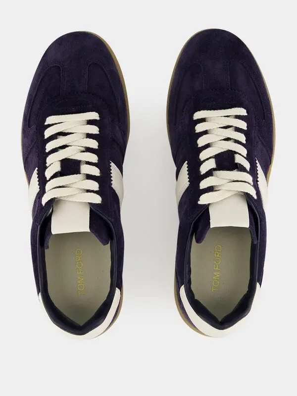 TOM FORD Deep Navy Suede Low-top Sneakers - Blue
