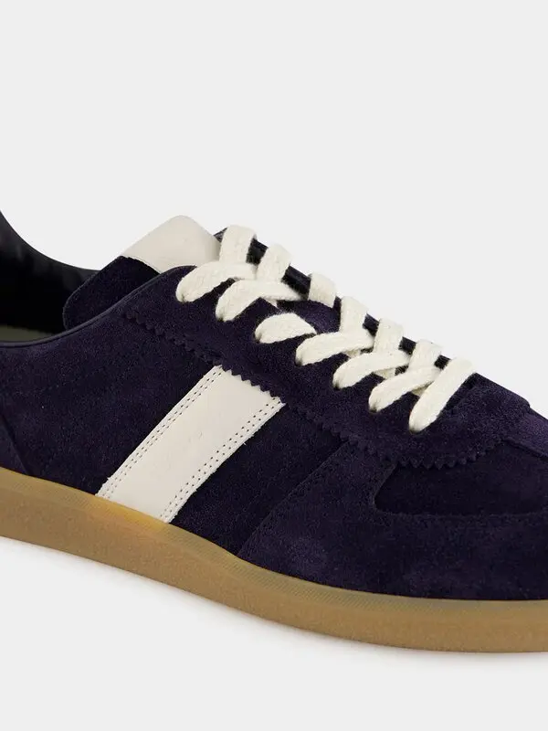 TOM FORD Deep Navy Suede Low-top Sneakers - Blue